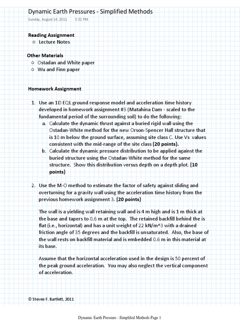 Dynamic Earth Pressures - Simplified Methods PDF | PDF | Continuum ...