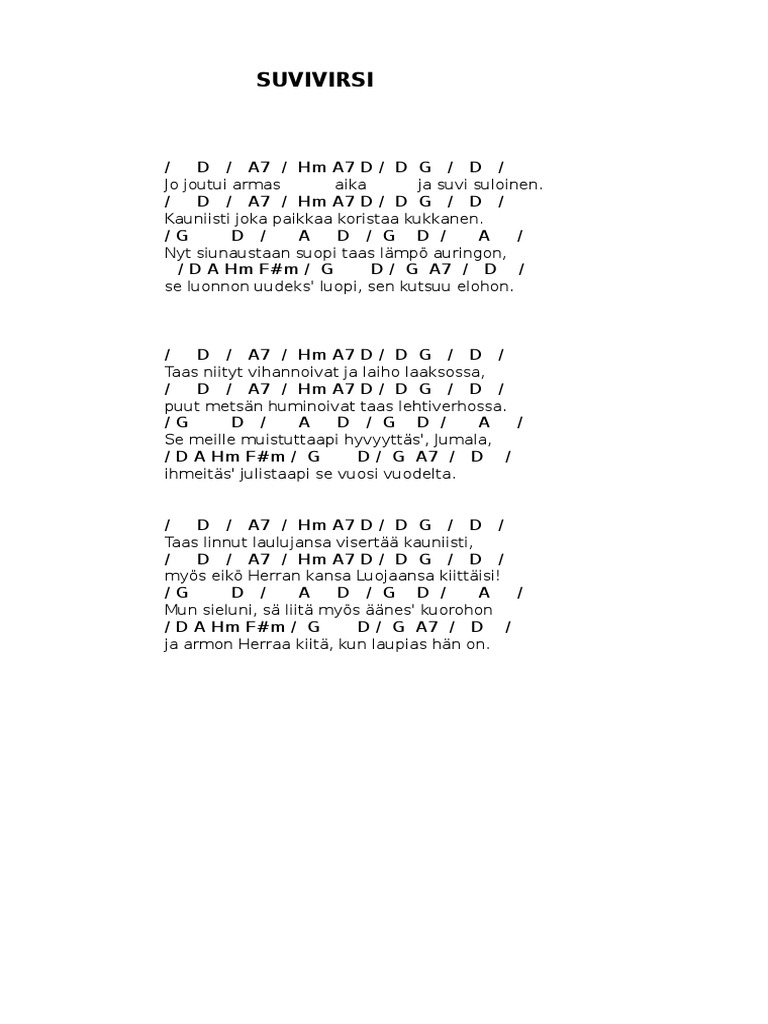 Suvivirsi Soinnut | PDF