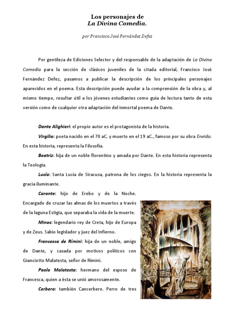 Los Personajes de La Divina Comedia | PDF | Infierno (Dante) | Divina ...