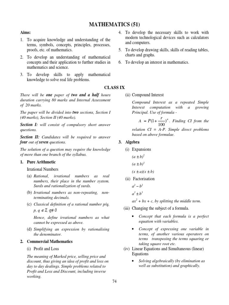 Class IX Mathematics Curriculum Overview | PDF | Area | Circle