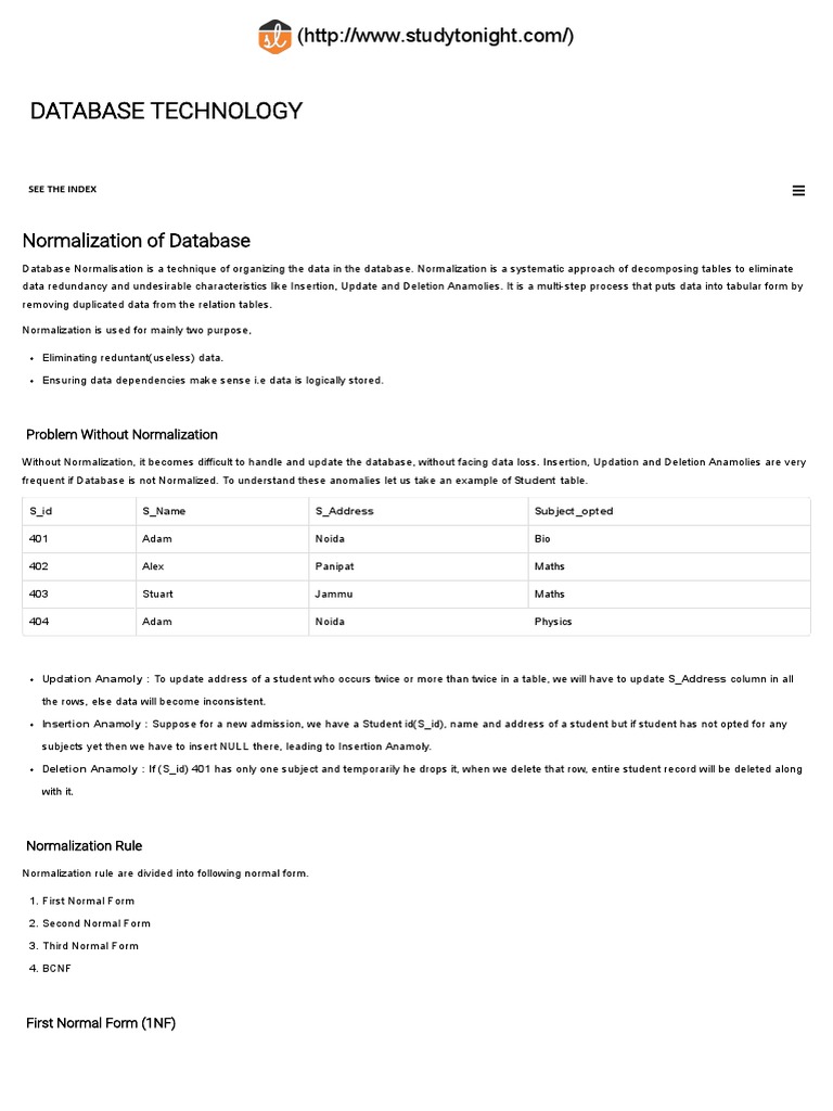 1NF, 2NF, 3NF Database Normalization | PDF | Information Retrieval | Data Model