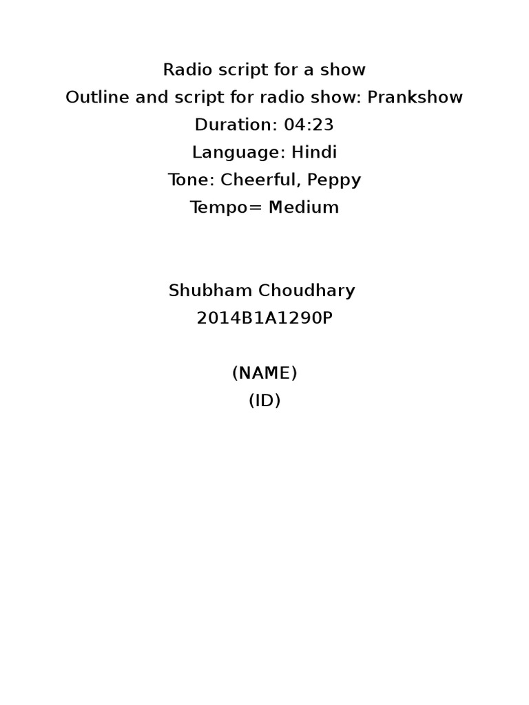 Radio Script For A Show | PDF