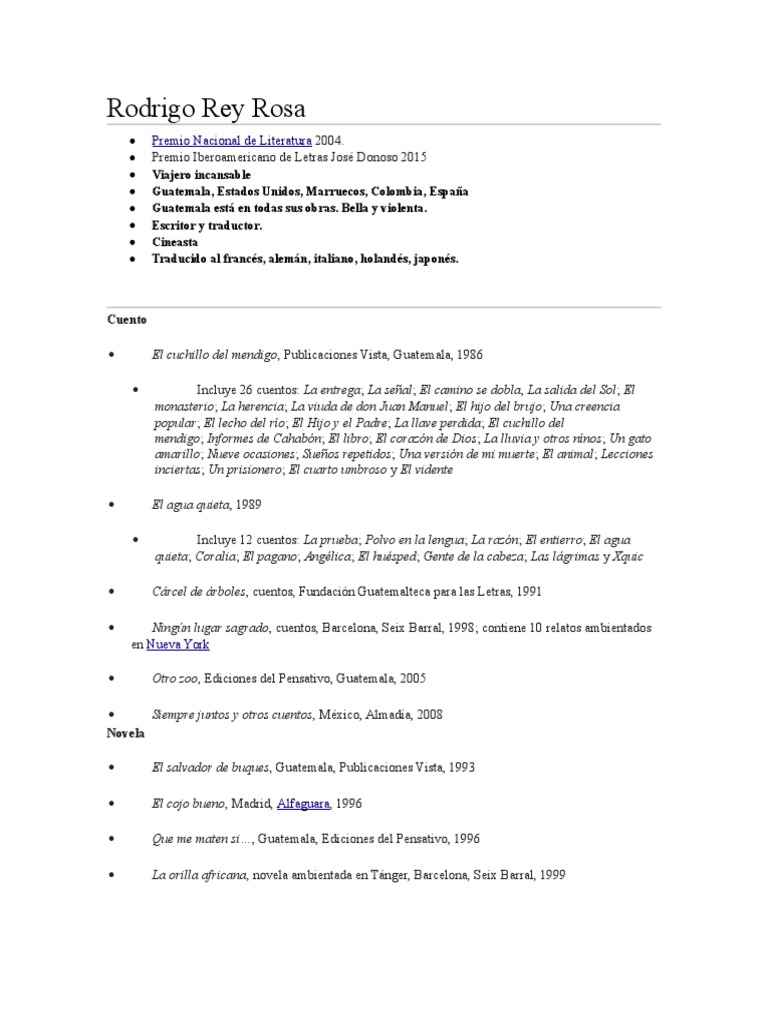Rodrigo Rey Rosa | PDF | Guatemala