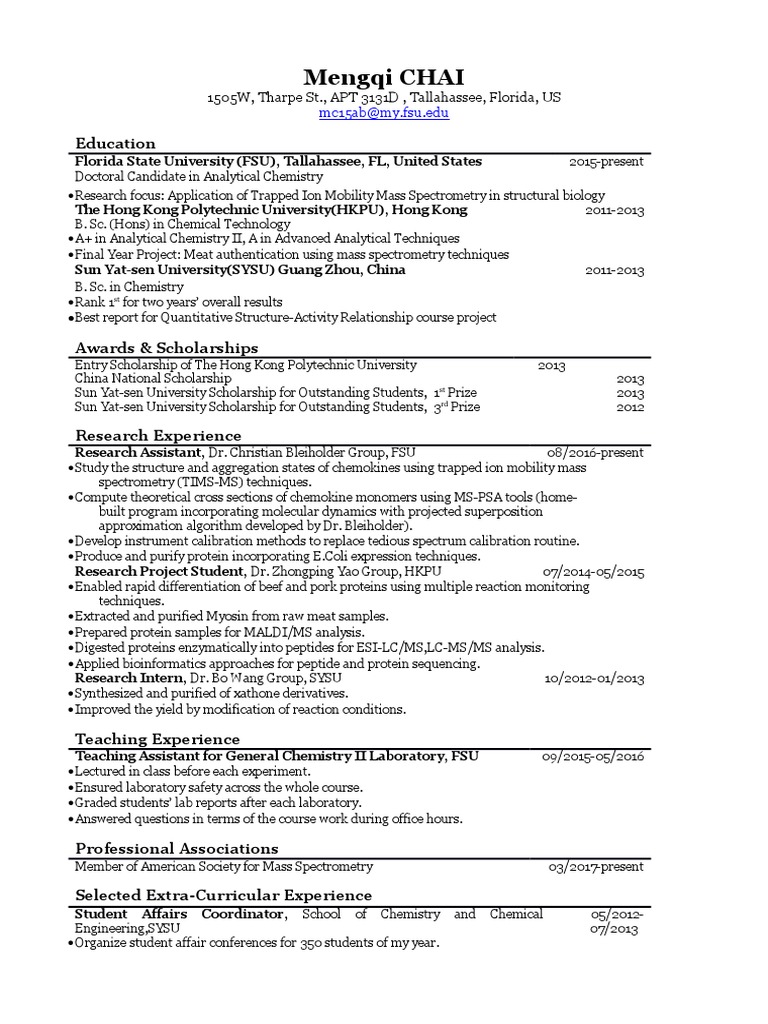 CV MC | PDF | Mass Spectrometry | Analytical Chemistry