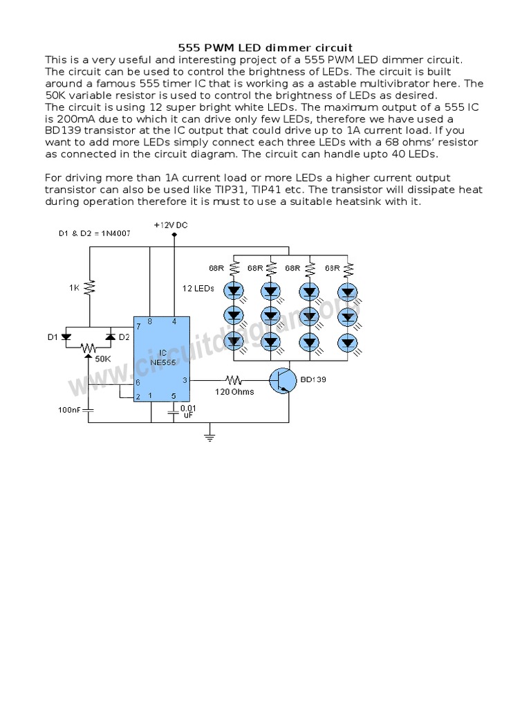 555 PWM LED Dimmer Circuit | PDF