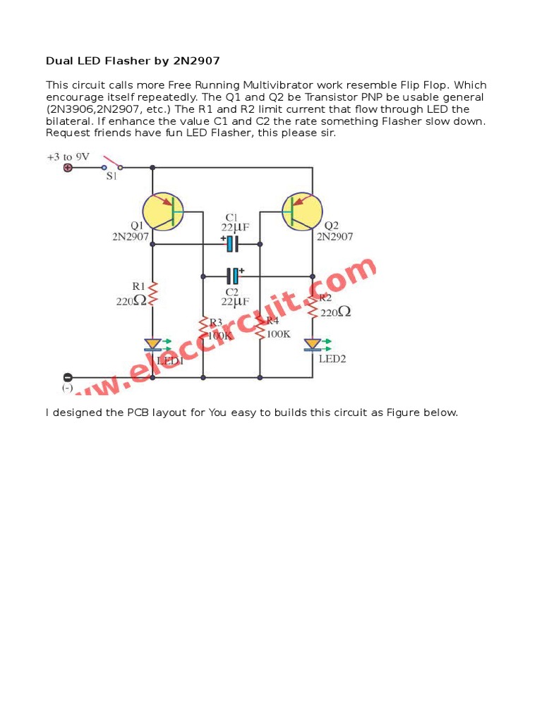 Dual LED Flasher by 2N2907 | PDF