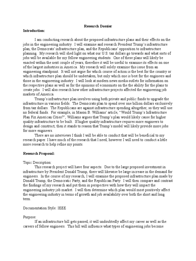 Research Dossier | PDF | Infrastructure | Donald Trump