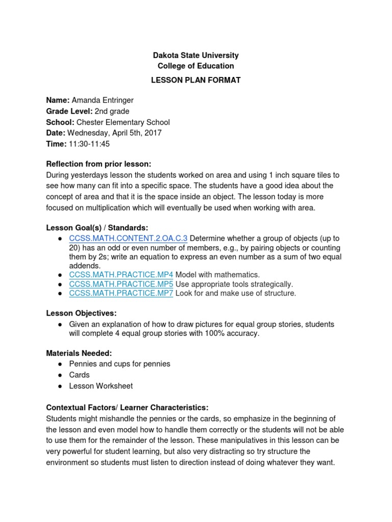 2nd Grade Math Lesson 3 | PDF | Lesson Plan | Teaching Mathematics