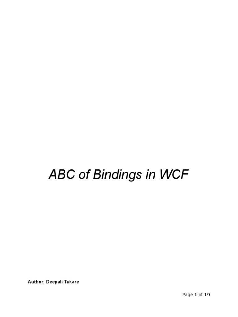 ABC of Bindings in WCF | PDF | Windows Communication Foundation | Soap