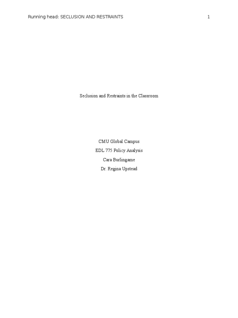 Seclusion and Restraints in The Classroom | PDF | Special Education ...