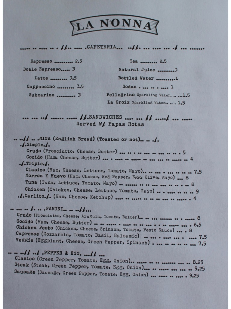 La Nonna menu | Menu | Restaurants | Free 30-day Trial | Scribd