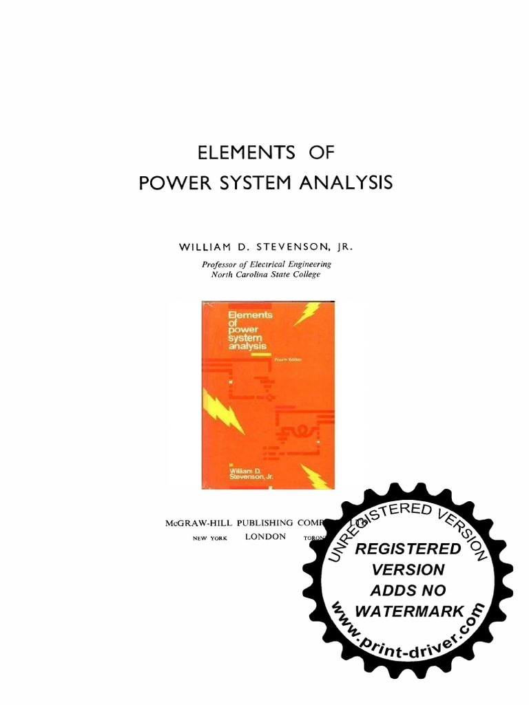 Elements of Power System Analysis 4th Ed. by William D. Stevenson, JR ...