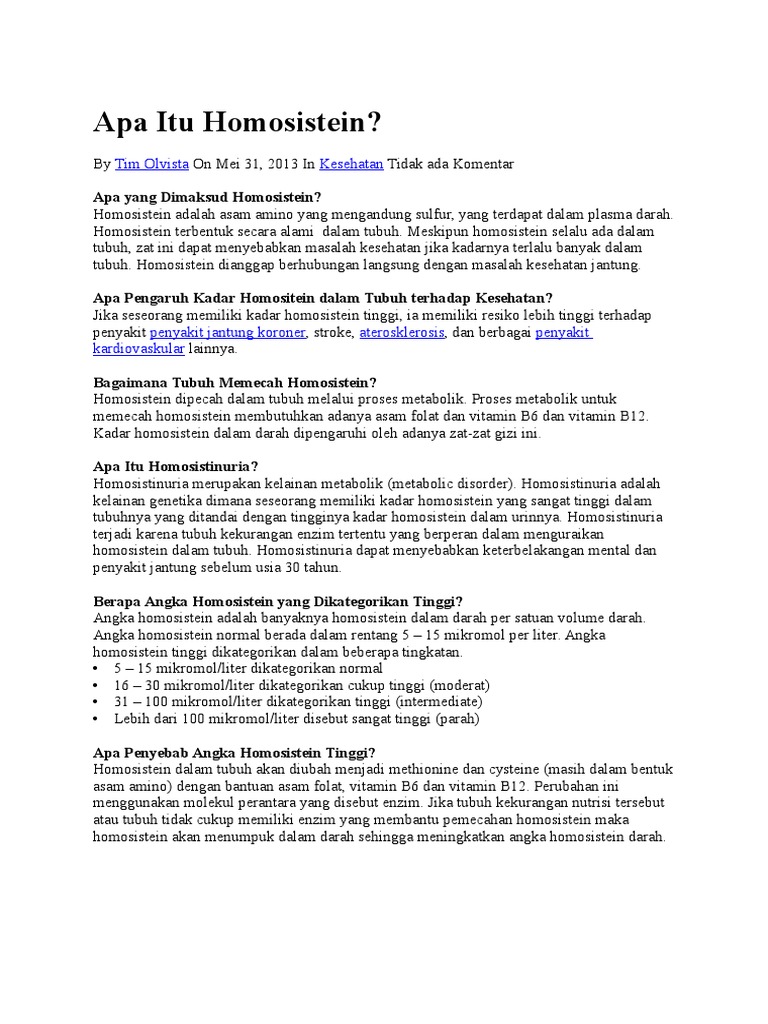 Apa Itu Homosistein | PDF