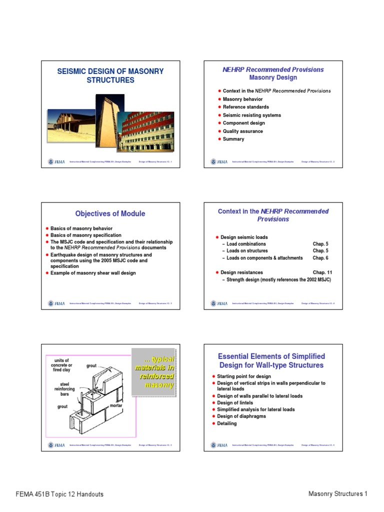 Seismic Design of Masonry Structures | PDF | Mortar (Masonry) | Masonry
