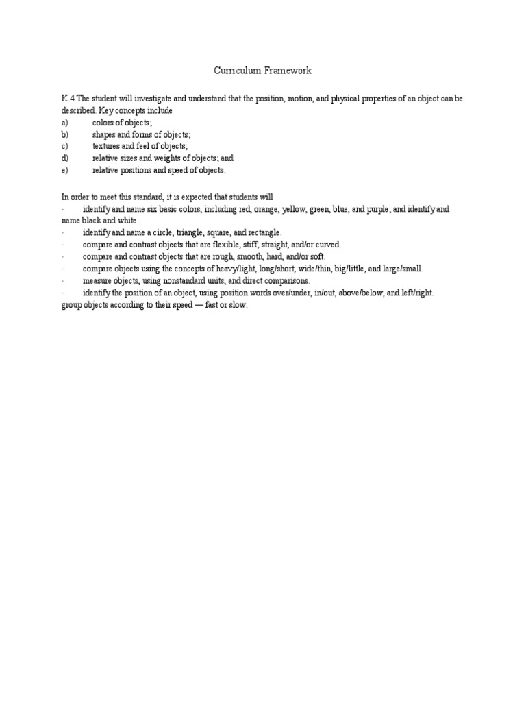 Curriculum Framework | PDF