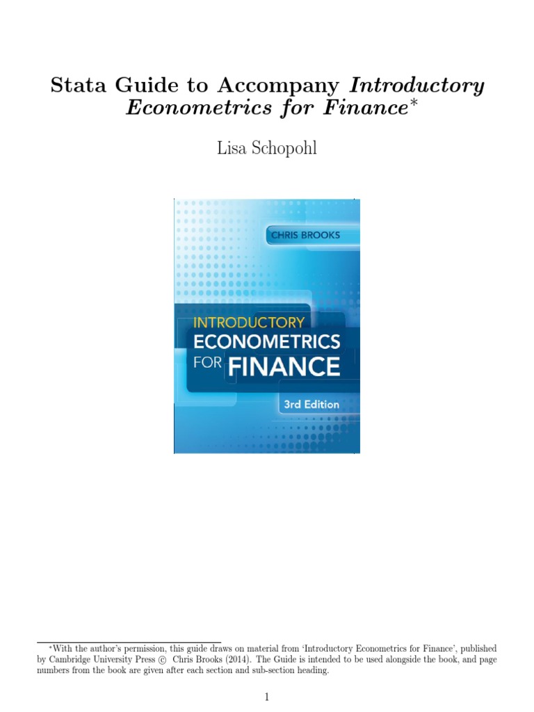Stata Guide To Accompany Introductory Econometrics For Finance | PDF | Microsoft Excel | File Format