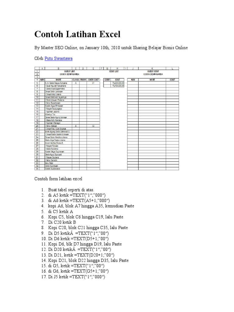Contoh Latihan Excel | PDF