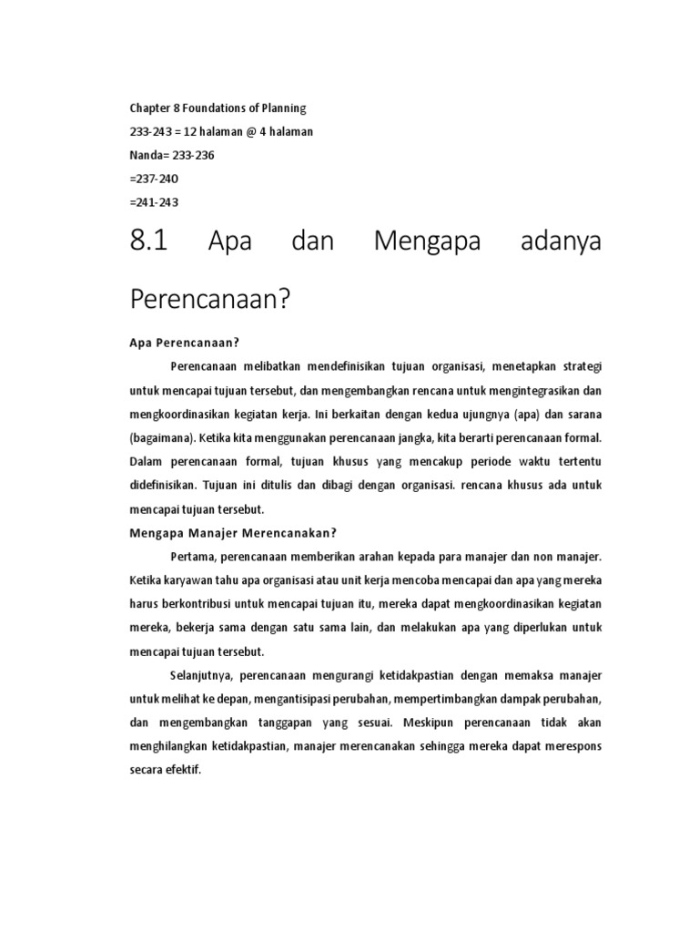 Chapter 8 Foundations of Planning | PDF