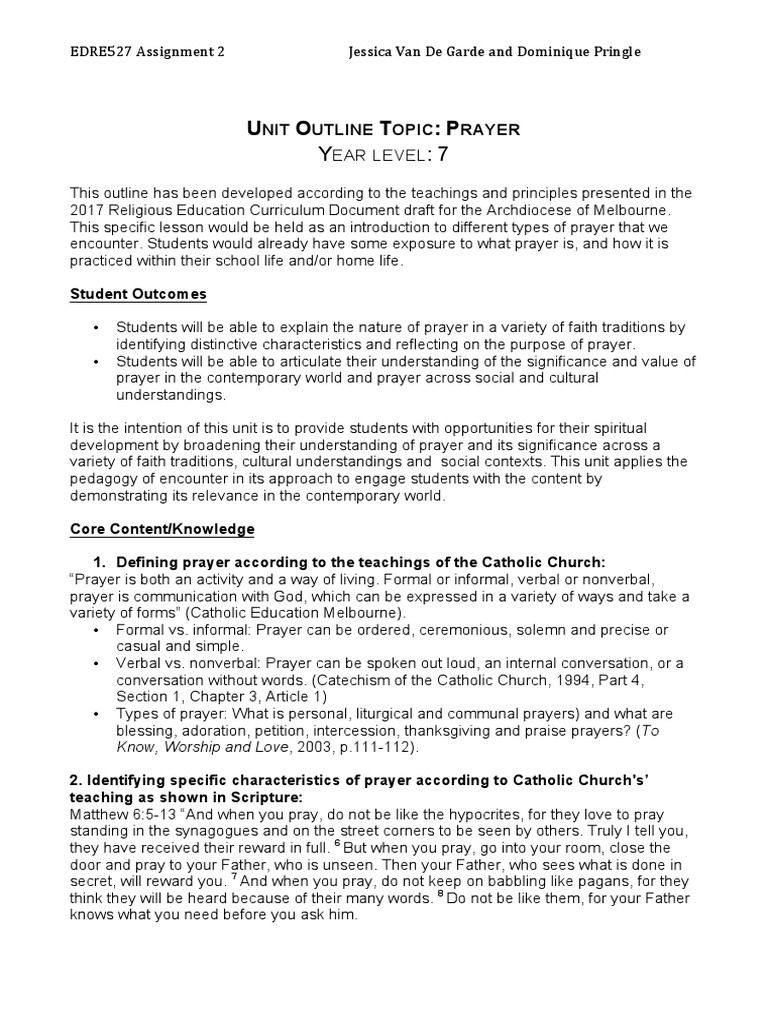 Year 7 Prayer Curriculum Outline | PDF | Rituals | Prayer