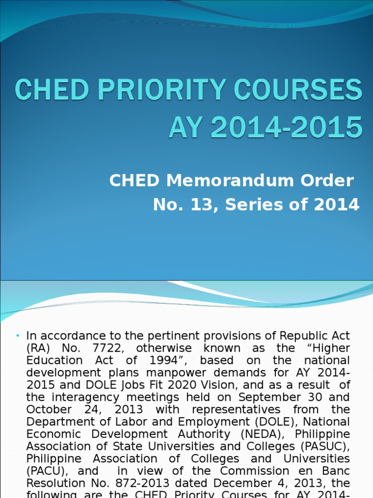 CHED Priority Courses | PDF | Bachelor Of Science | Engineering