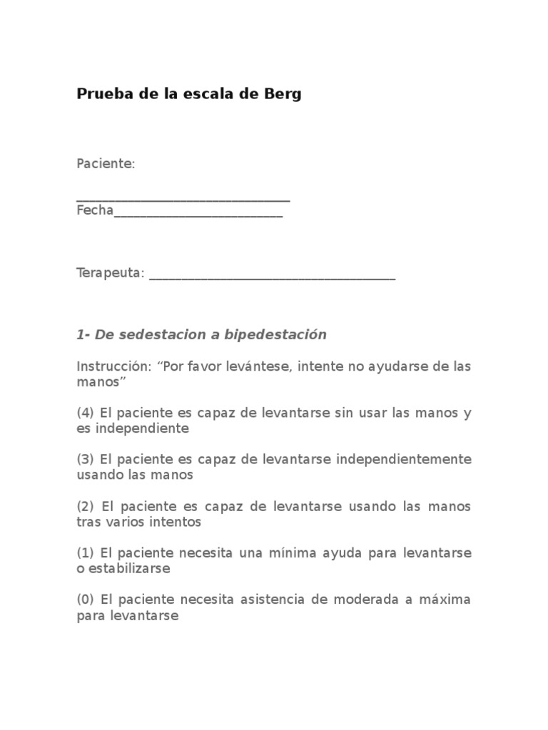 Prueba de La Escala de Berg | PDF | Pie | Pie (unidad)