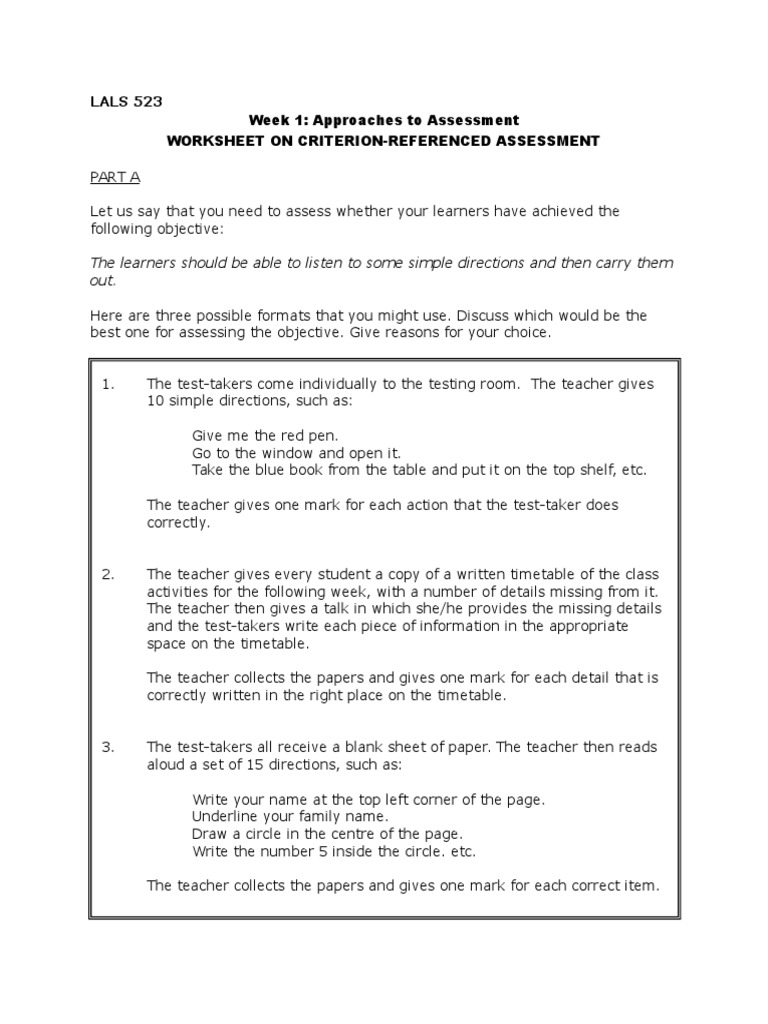 Criterion-Referenced Assessment Strategies | PDF | Educational ...