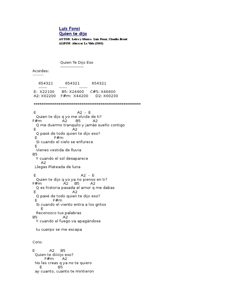 Luis Fonsi - Quien Te Dijo Eso | PDF
