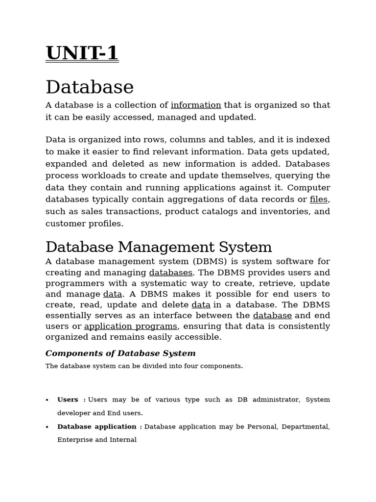 Database Management System (DBMS) Notes | PDF | Conceptual Model ...