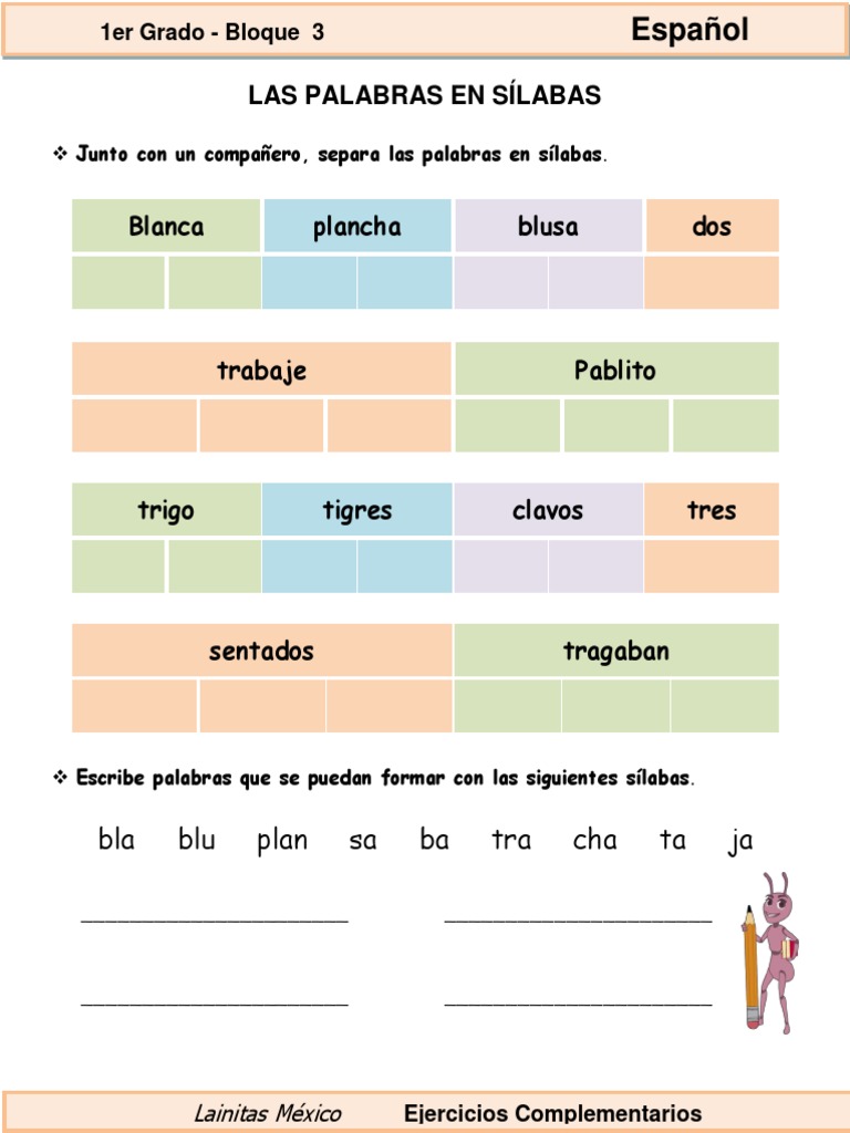 1er Grado - Español - División Silábica PDF | PDF