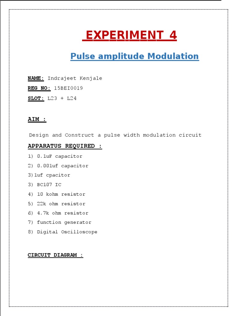 Experiment 4: Pulse Amplitude Modulation | PDF