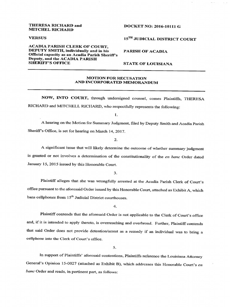 2017 03 03 - Richard Motion For Recusation | PDF