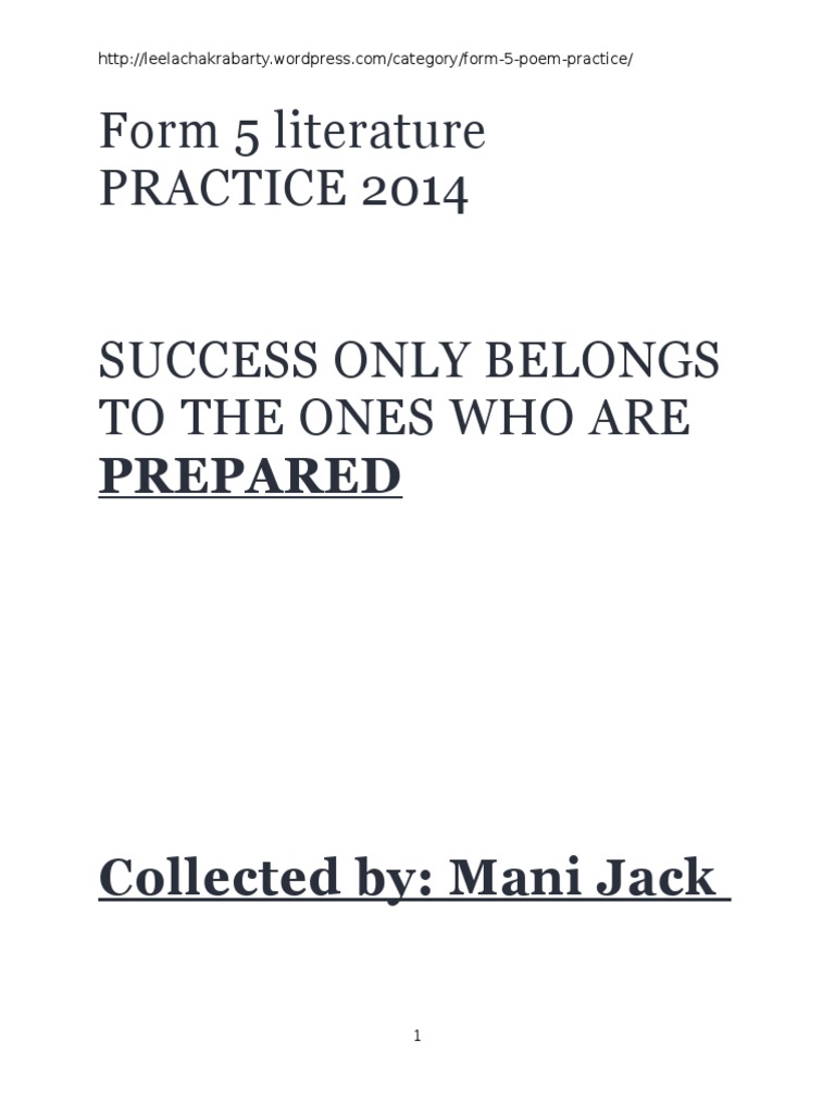 Form 5 Literature PRACTICE 2014 | PDF | Novels