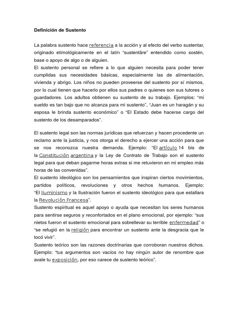 Definición de Sustento
