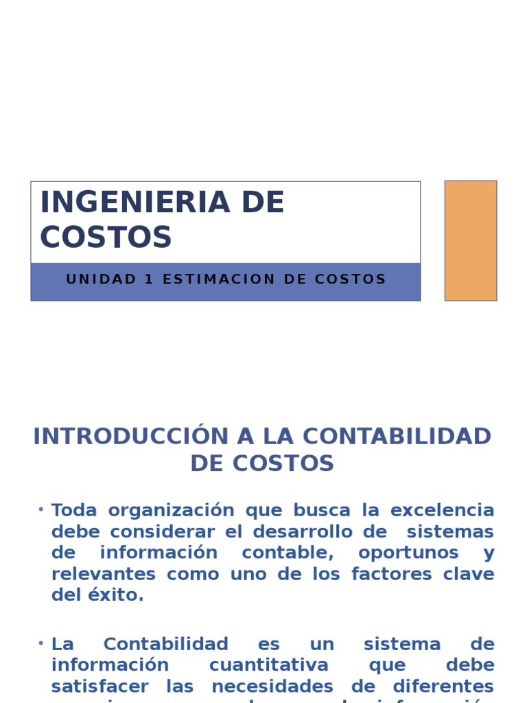 Unidad 1 Estimacion de Costos (1) | Costo | Contabilidad