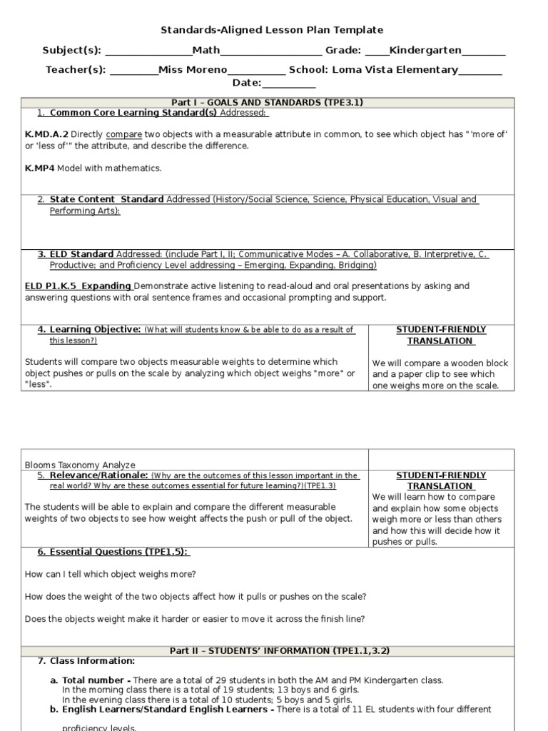 Kindergarten Math Lesson Direct Instruction | PDF | Weight | Classroom
