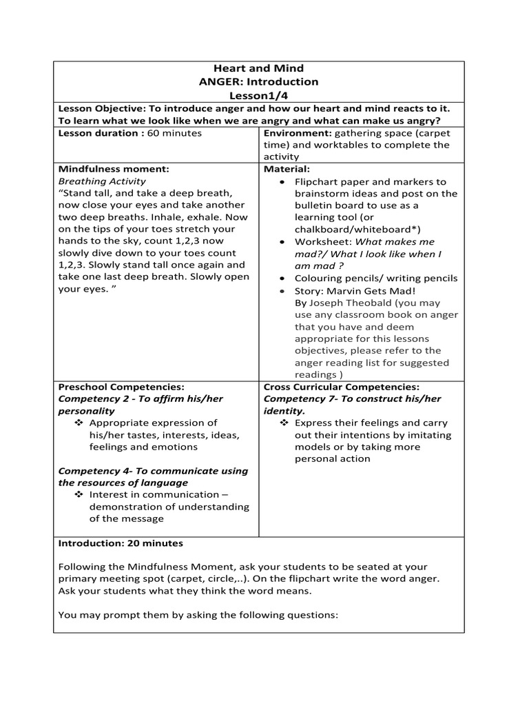 lesson plans anger | Anger | Competence (Human Resources)