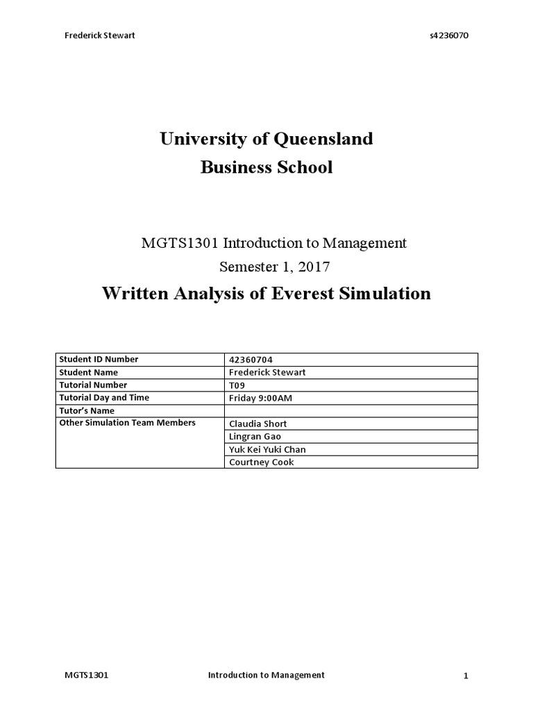 Everest Simulation Analysis for MGTS1301 | PDF | Mount Everest | Simulation