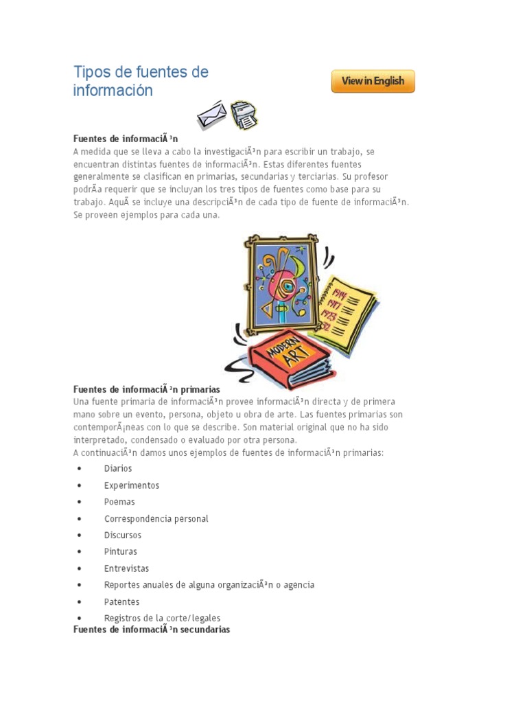 Tipos de Fuentes de Información | PDF | Crecimiento personal y ...