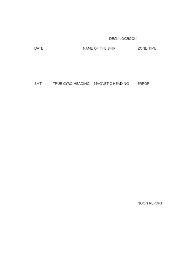Deck Logbook Date Name of The Ship Zone Time | PDF