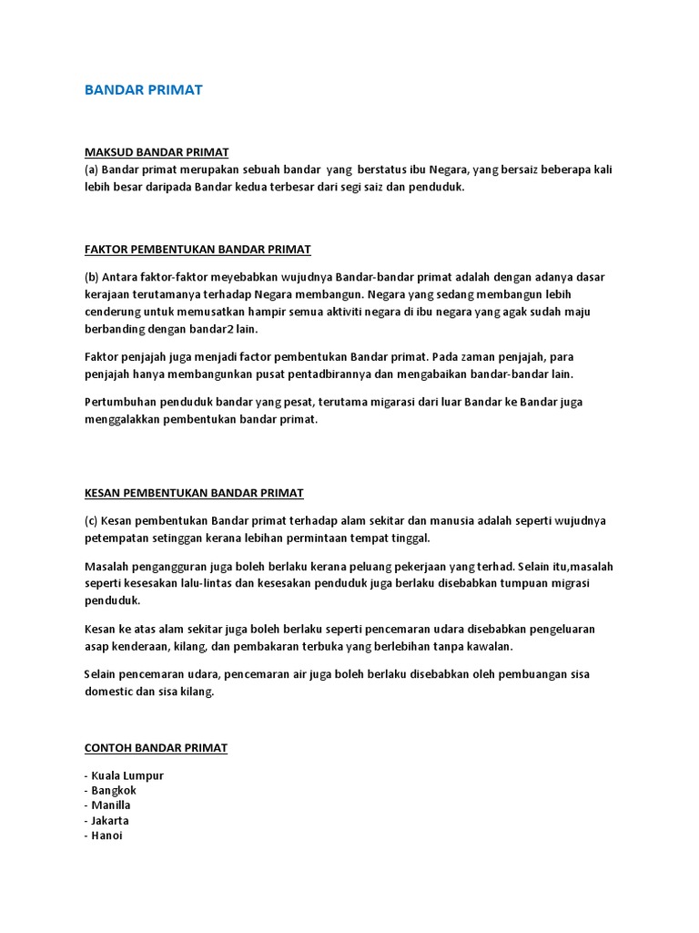 Bandar Primat | PDF