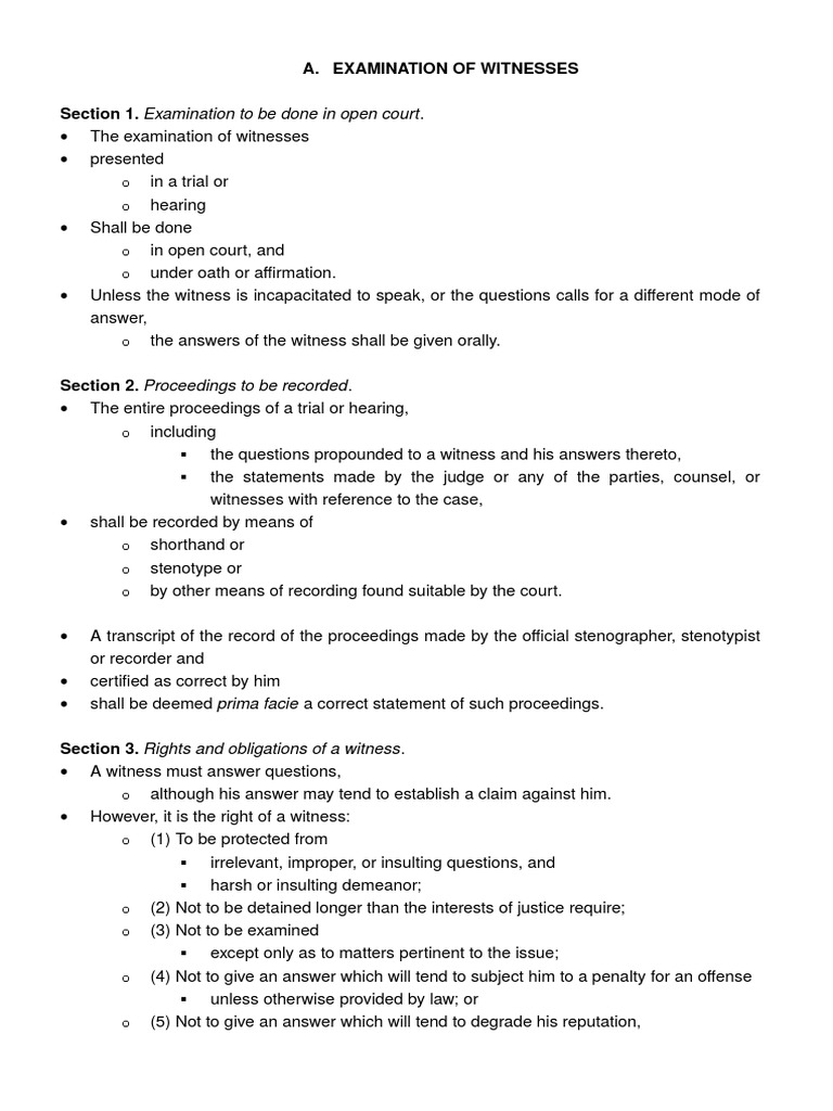 Examination of Witnesses in Court | PDF | Witness Impeachment | Cross ...