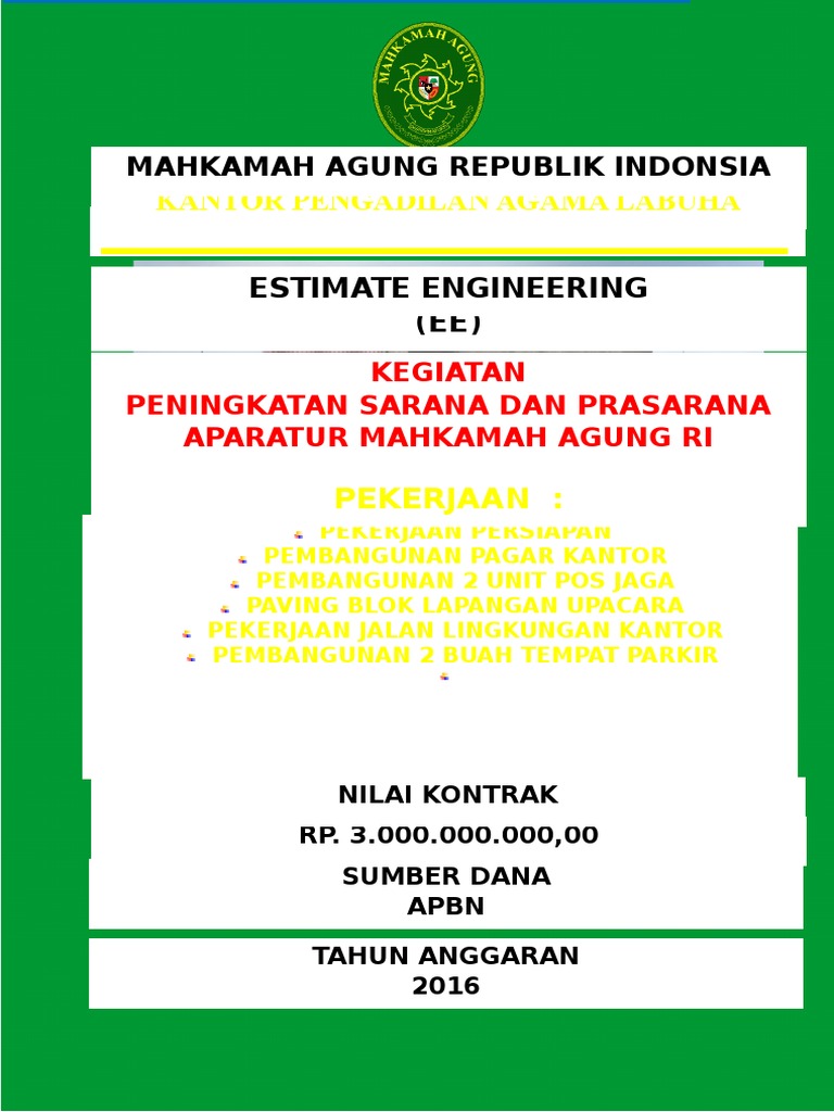 Cover Estimate Engineering Pa Labuha | PDF