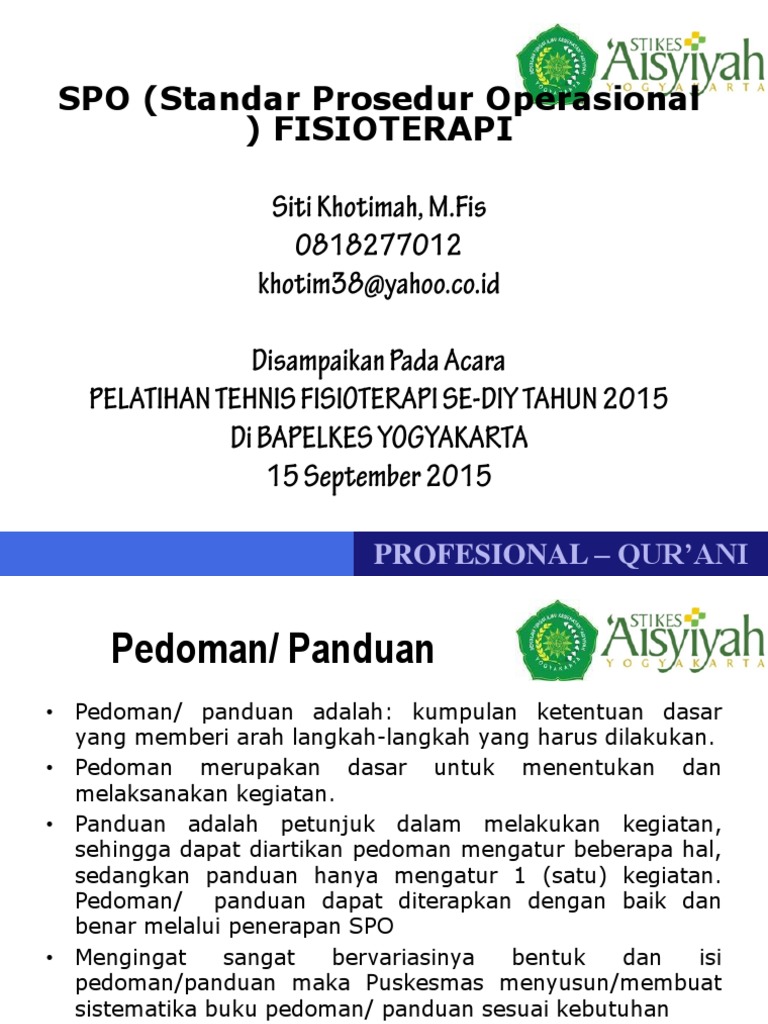 Materi 2 Sop Fisioterapi - Khotimah - Say | PDF | Karier & Perkembangan