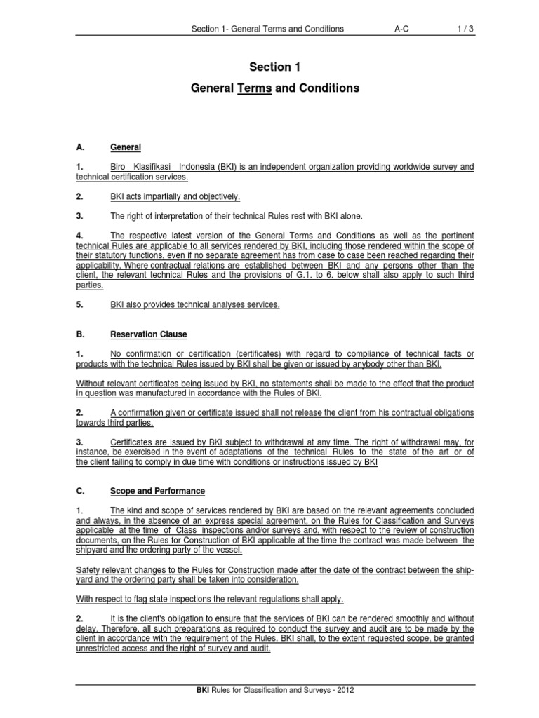 BKI Rules for Classification and Surveys - General Terms and Conditions ...
