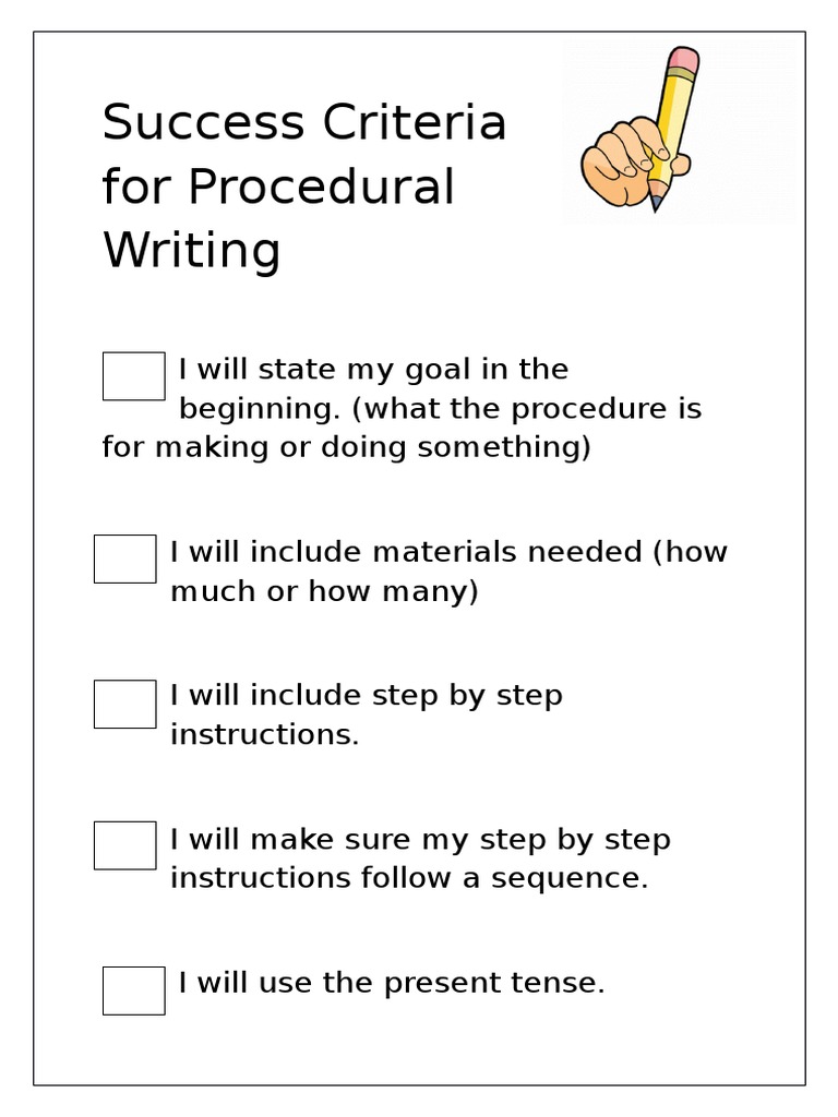 Success Criteria For Procedural Writing | PDF | Career & Growth | Computers