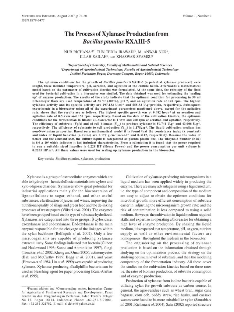 6-The Process of Xylanase Production From Bacillus | PDF | Enzyme ...