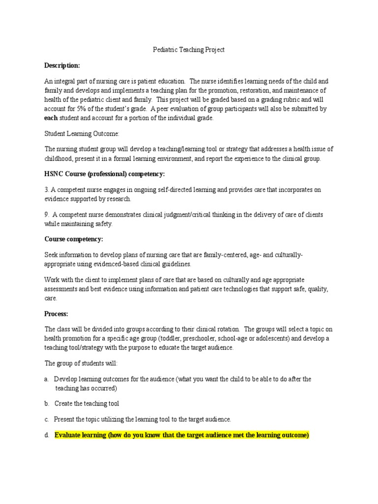 Pediatric Teaching Project | PDF