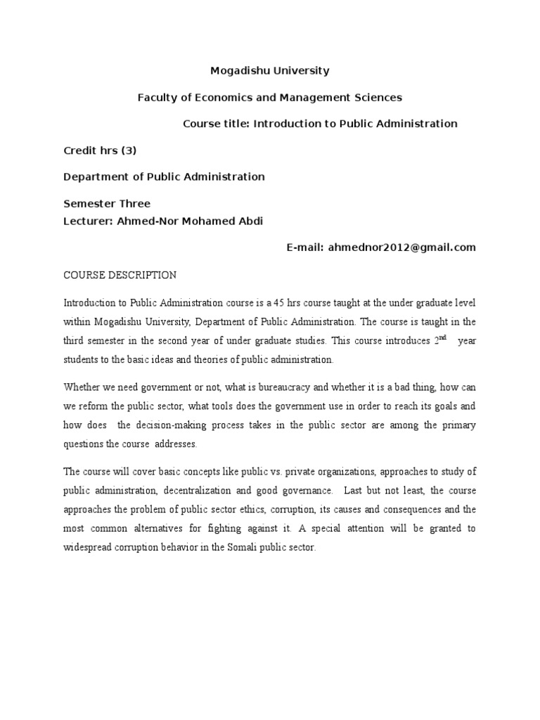 Public Administration Course Outline2 | PDF | Public Administration ...
