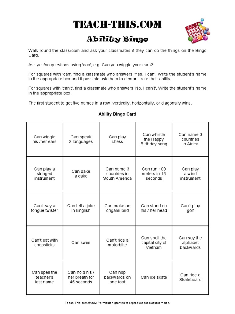 Ability Bingo PDF | PDF