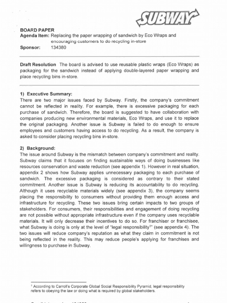 Subway CSR Proposal | PDF
